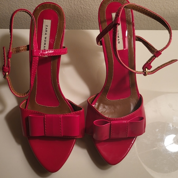 Zara | Shoes | Zara Sandals Heels Red Size 9 | Poshmark
